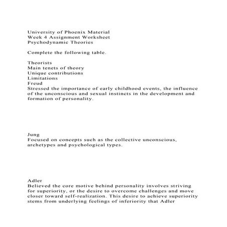 University of Phoenix MaterialWeek 4 Assignment WorksheetPsych.docx
