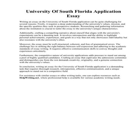 University Of South Florida Application Essay | PDF | Undergraduate ...
