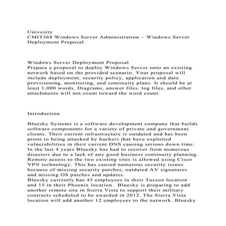 Univesity CMIT368 Windows Server Administration – Windows Server.docx