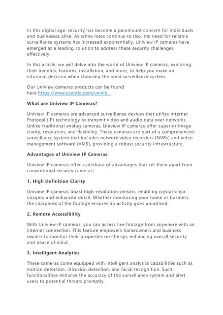 Unv Security Cameras. | PDF