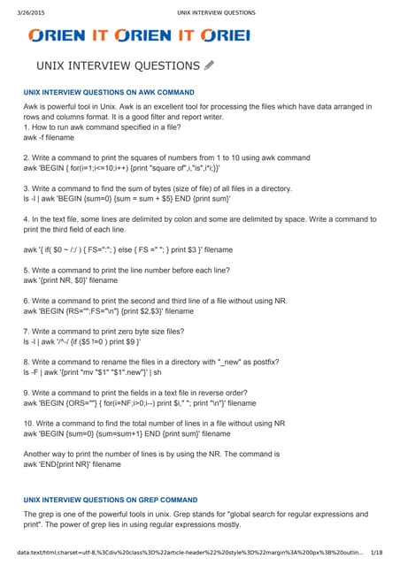 Unix Interview Questions Pdf