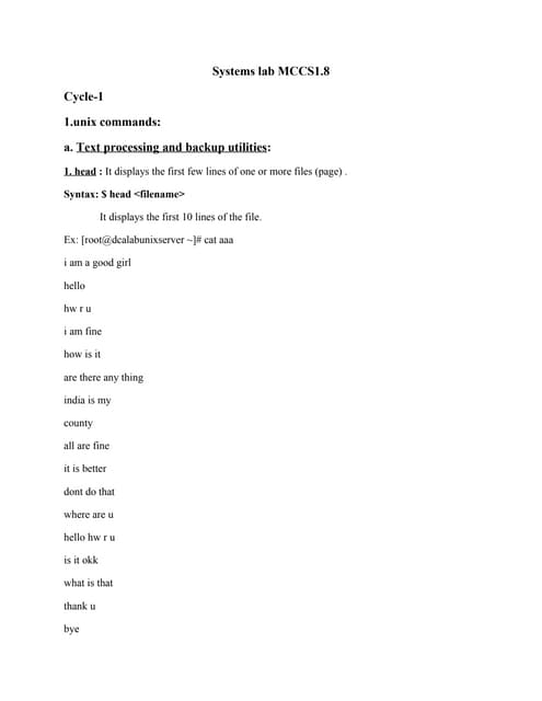 Unix Lab Manual Pdf