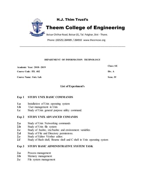 Unix Lab Manual Pdf