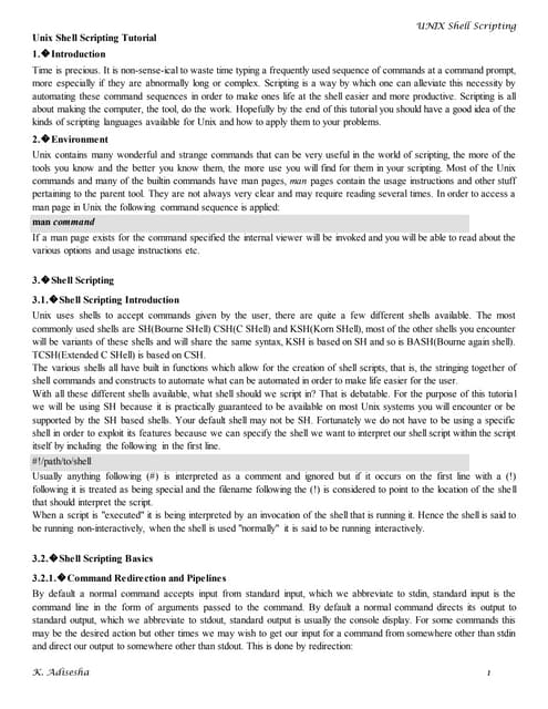 Unix Shell Scripting Tutorial Pdf Operating Systems Computer