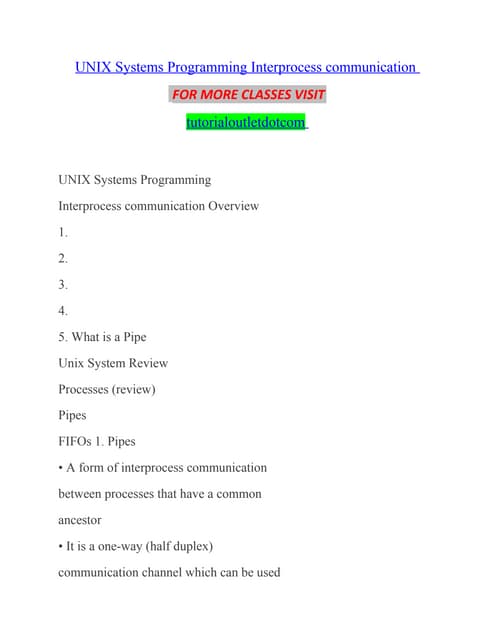 Unix Systems Programming Interprocess Communicationtutorialoutlet 3121