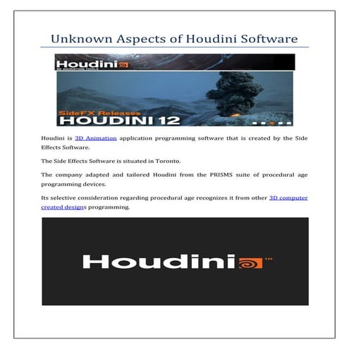 Unknown Aspects of Houdini Software | PDF