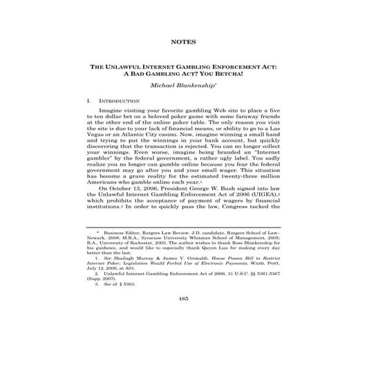 The Unlawful Internet Gambling Enforcement Act - UIGEA - Rules | PDF