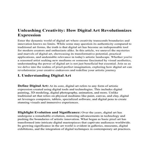 Unleashing Creativity: How Digital Art Revolutionizes Expression | PDF ...