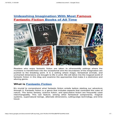 Unleashing Imagination With Most Famous Fantastic Fiction Books of All ...