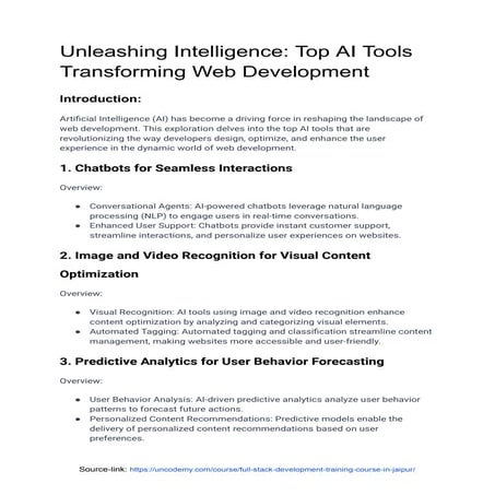 Unleashing Intelligence Top Ai Tools Transforming Web Developmentpdf