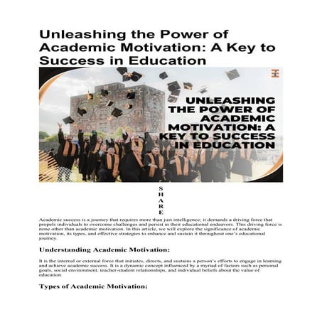 Unleashing the Power of Academic Motivation: A Key to Success in ...