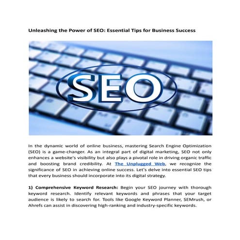 Unleashing the Power of SEO: Essential Tips for Business Success | PDF