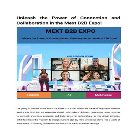Unleash the Power of Connection and Collaboration in the Mext B2B Expo.pdf | Business Expos ...