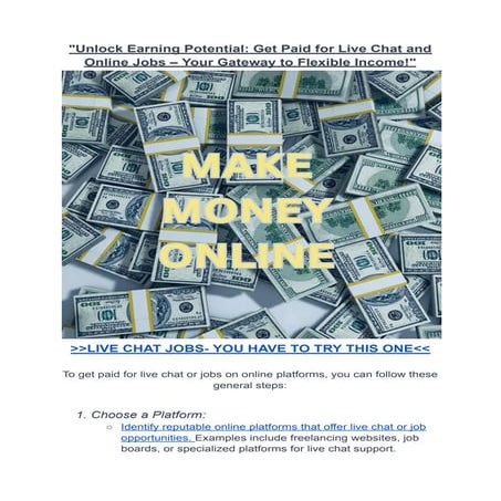"Unlock Earning Potential: Get Paid for Live Chat and Online Jobs ...