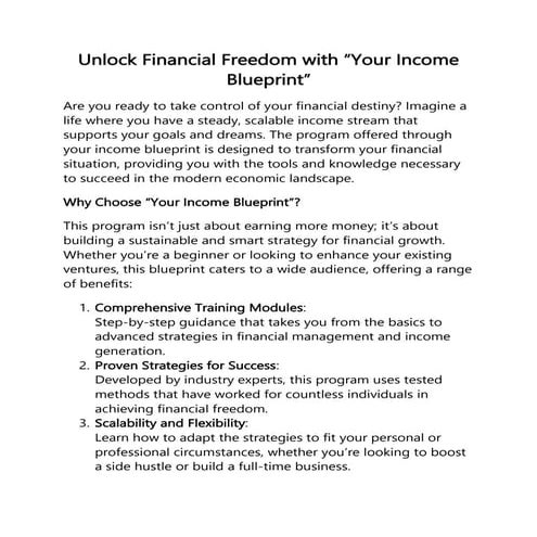 Unlock Financial Freedom with “Your Inco | PDF