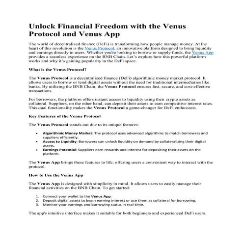 Unlock Financial Freedom with the Venus Protocol and Venus App.pdf