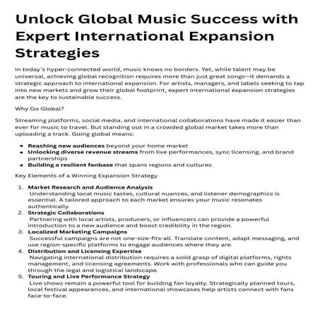 Unlock Global Music Success with Expert International Expansion ...
