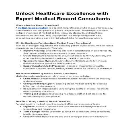 Unlock Healthcare Excellence with Expert Medical Record Consultants.pdf