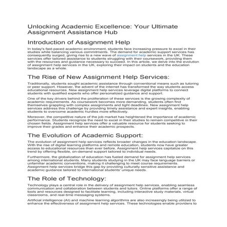 Unlocking Academic Excellence With New Assignment Helppdf