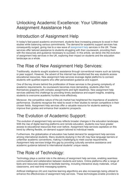 Unlocking Academic Excellence With New Assignment Helppdf