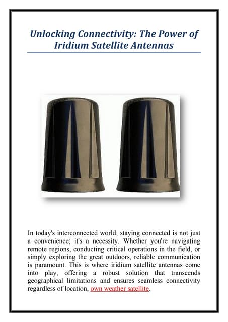 Empower Connectivity: Iridium Satellite Antennas Unveiled | PDF