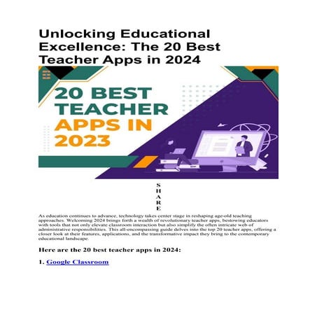 20 Best Teacher Apps in 2024 | Future Education Magazine | PDF