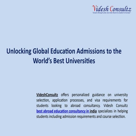 Unlocking Global Education Admissions to the World’s Best Universities ...