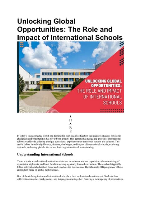 WHY INTERNATIONAL SCHOOL ARE DIFFERENT FROM OTHER SCHOOLS? | PPT