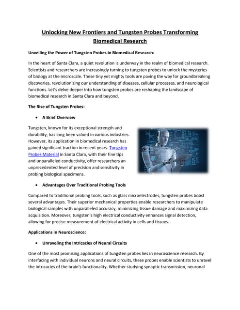 Unveiling the Power of Tungsten Probes in Nanotechnology Applications | PDF