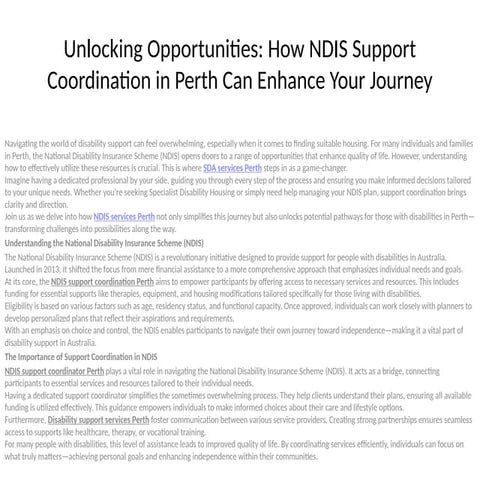 Navigating NDIS Support Coordination In Adelaide With KYD-X | PDF