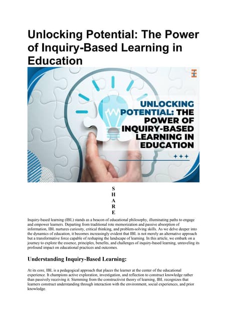 Inquiry based approach learning | PPTX