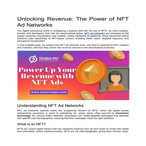 Unlocking Revenue: The Power of NFT Ad Networks | PDF
