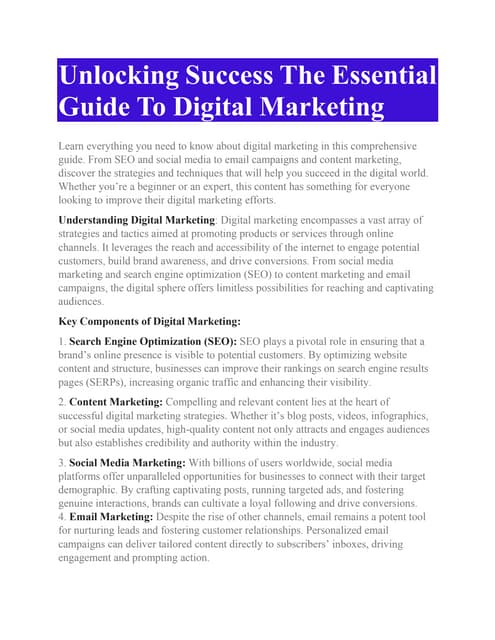 Digital Marketing Introduction and conclusion | PDF | Marketing and Advertising | Business