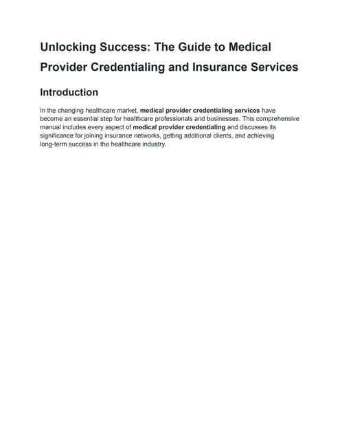 Insurance Credentialing Services Simplifying the Medical Credentialing ...