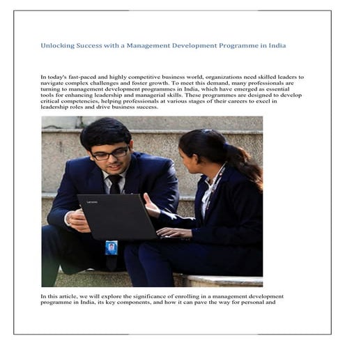 Unlocking Success with a Management Development Programme in India | PDF