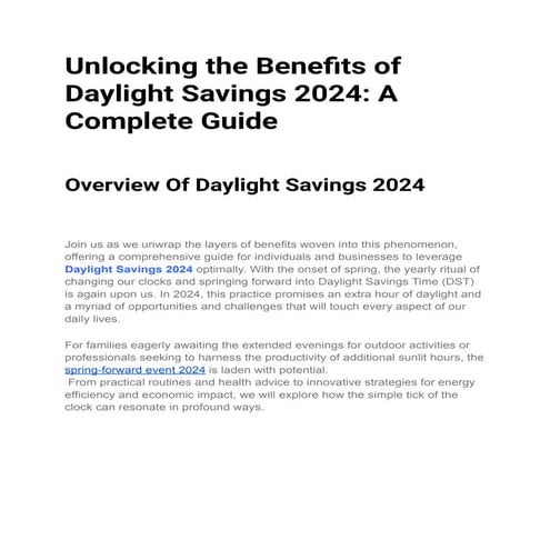 Unlocking the Benefits of Daylight Savings 2024 A Complete Guide | PDF ...
