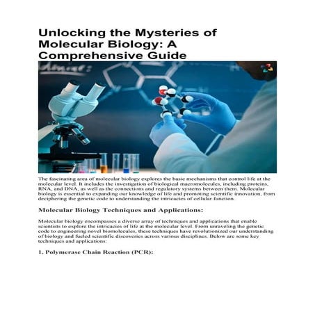 Understanding Molecular Biology With Techniques and Applications | The ...