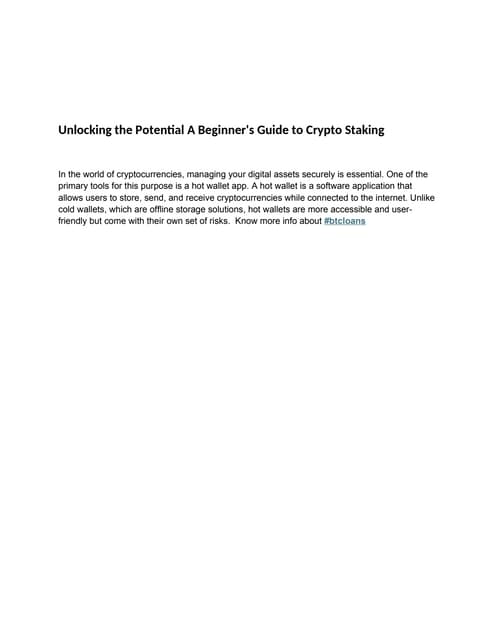 Unlocking the Potential A Beginner's Guide to Crypto Staking | PDF Unlocking the Potential A Beginner's Guide to Crypto Staking | PDF