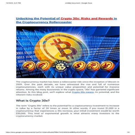 Unlocking the Potential of Crypto 30x- Risks and Rewards in the Cryptocurrency Rollercoaster ...