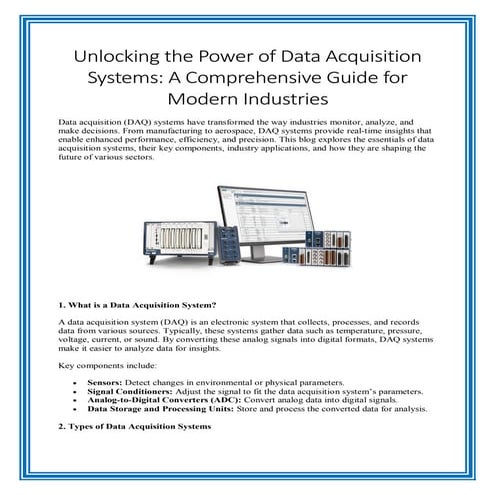 Unlocking the Power of Data Acquisition Systems A Comprehensive Guide ...