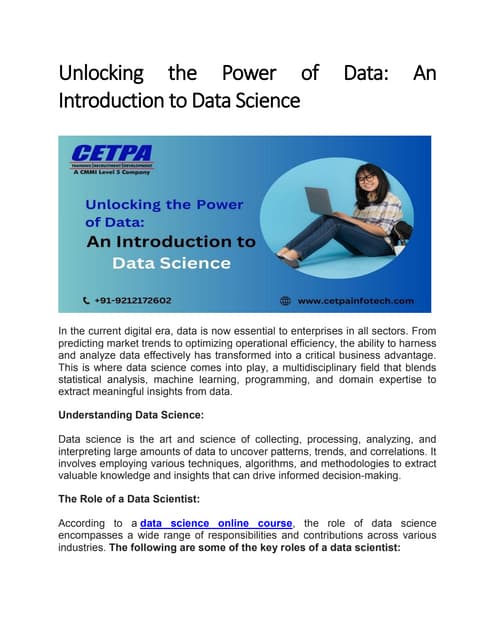 Data science technical seminar of cse dept | PPTX | Information Services Industry | Industries