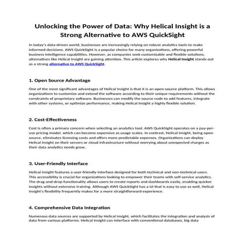 Unlocking the Power of Data Why Helical Insight is a Strong Alternative ...