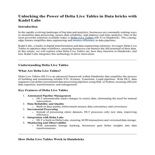 Unlocking the Power of Delta Live Tables in Data bricks with Kadel Labs.pdf