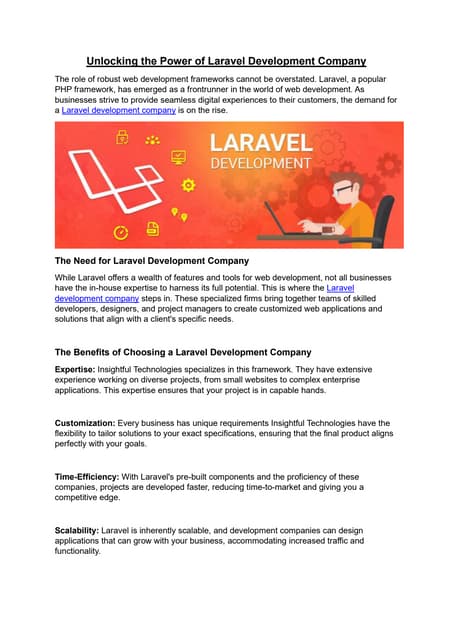 Unlocking The Power Of Laravel Development Company Pdf Computer