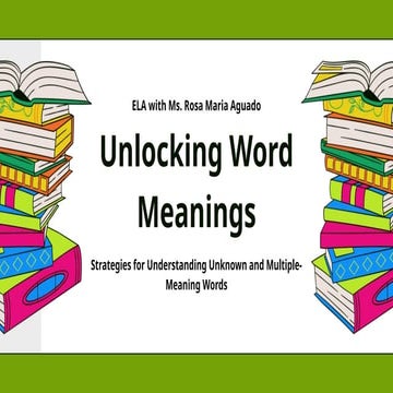 Unlocking Word Meanings Educational Presentation in Green White ...