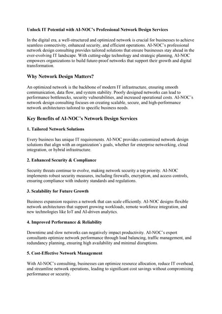 Building a Robust, Scalable, and Secure Network Infrastructure with Network Design at AI-NOC.docx