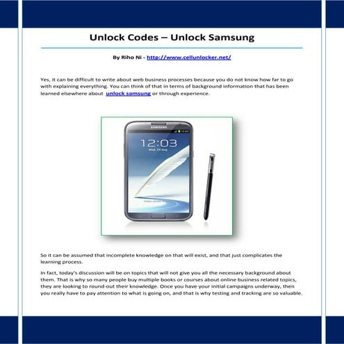 Unlock samsung | PDF