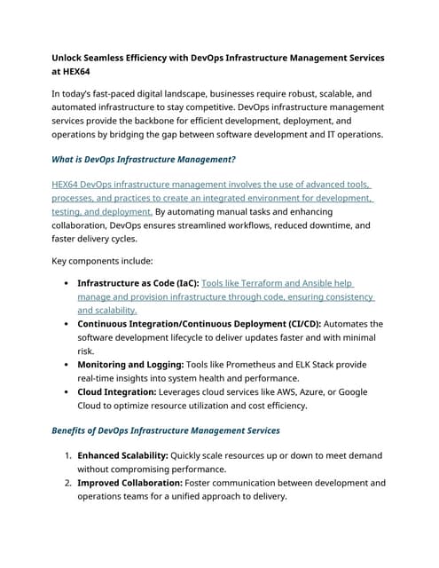 Mastering Devops Infrastructure Management And The Key To Seamless It Operations At Hex64docx