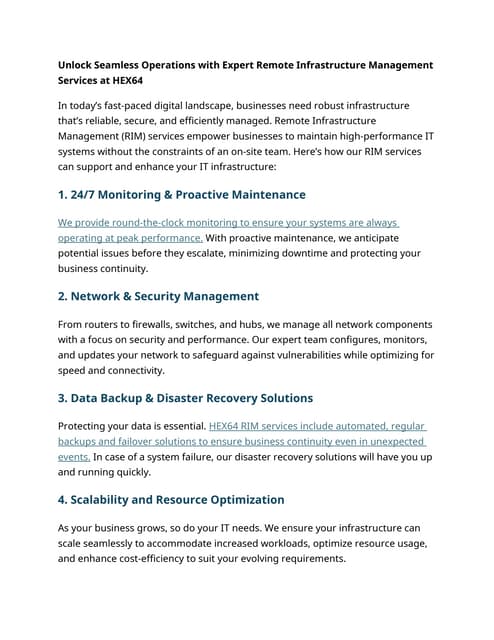 Network operations center services hex64 | PDF