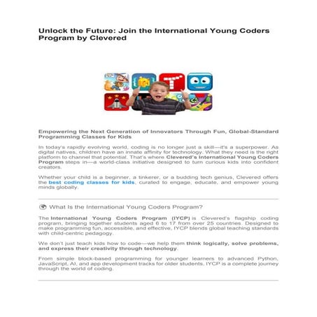 Unlock the Future - Join the International Young Coders Program by Clevered.pdf